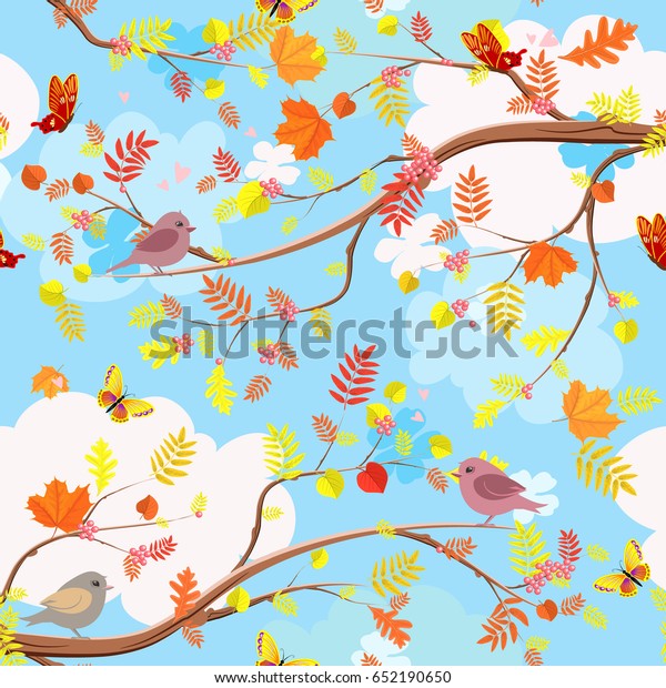 Colorful Seamless Texture Lovely Branches Tree Stock Vector (Royalty ...