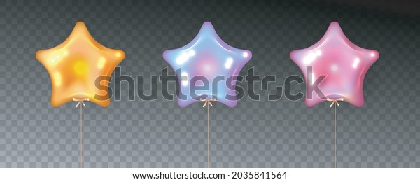 Colorful Set Star Shape Balloons On Stock Vector (Royalty Free ...