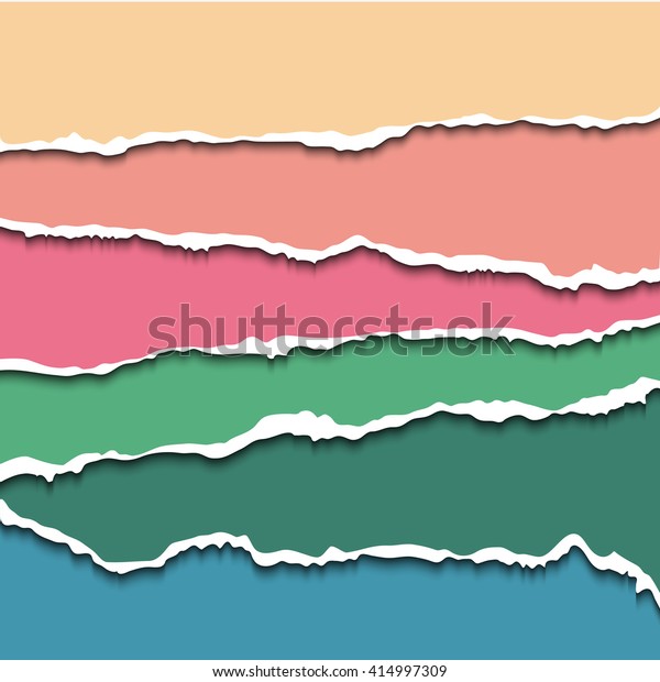 Colorful set of torn paper banners for website. Torn paper with rough ...