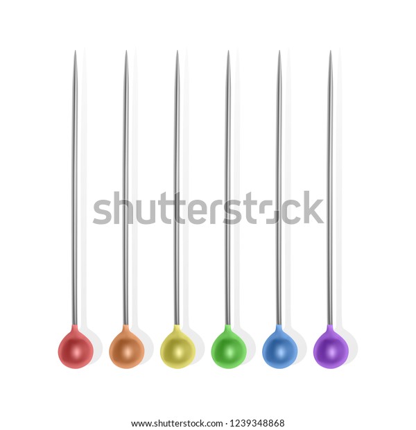 Colorful Sewing Pins Collection Vector Eps: vector de stock (libre de ...