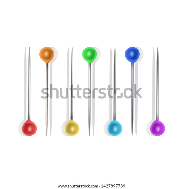 Colorful Sewing Pins Collection Vector Eps: vector de stock (libre de ...