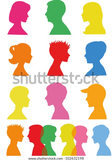 Colorful Silhouettes Profiles Stock Vector (Royalty Free) 102632198 ...