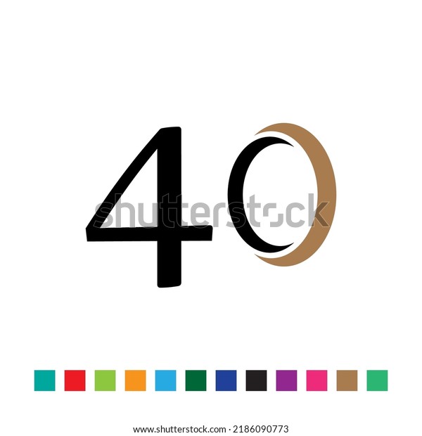 Colorful Simple Number 40 Logo Design Stock Vector (Royalty Free ...