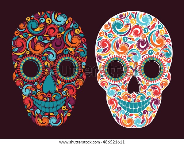 Colorful Skull Vector Illustration: vector de stock (libre de regalías ...