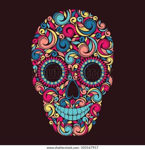 Colorful Skull Vector Illustration Stock Vector (Royalty Free) 503167957