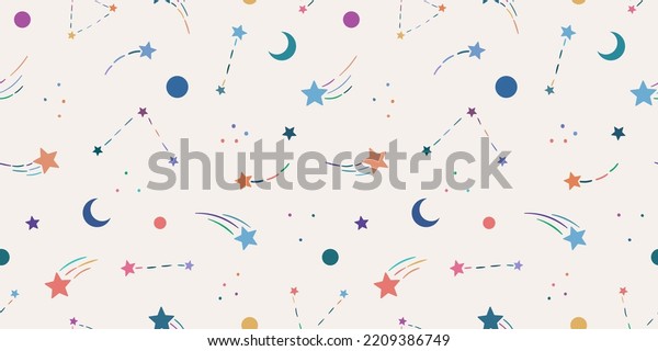 Colorful Sky Pattern Stars Planets Pastel Stock Vector (Royalty Free ...