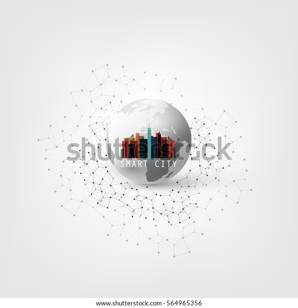 Colorful Smart City Design Concept Digital Stock Vector (Royalty Free ...