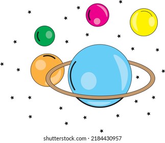 Colorful Space Themed Vector Drawing Stock Vector (Royalty Free ...