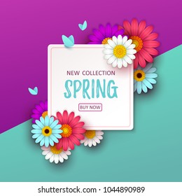 Colorful Spring Background Beautiful Flowers Vector Stock Vector ...