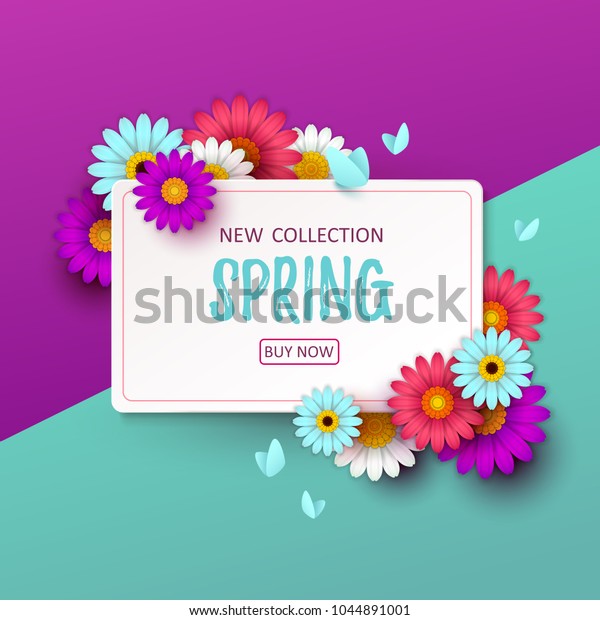 Colorful Spring Background Beautiful Flowers Vector Stock Vector ...
