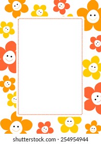 Colorful Spring Flower Border Frame Happy 스톡 벡터(로열티 프리) 254954944 ...