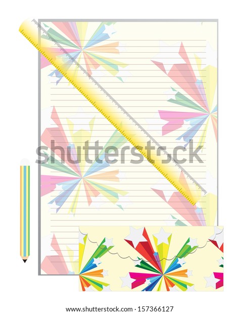 Colorful Starburst Pattern Letter Paper Ruler Stock Vector (Royalty ...