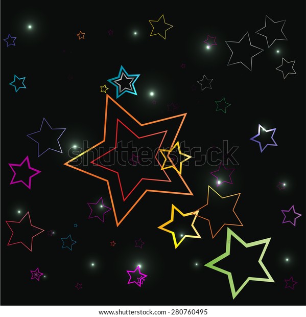 Colorful Stars Black Background Vector Illustration Stock Vector ...