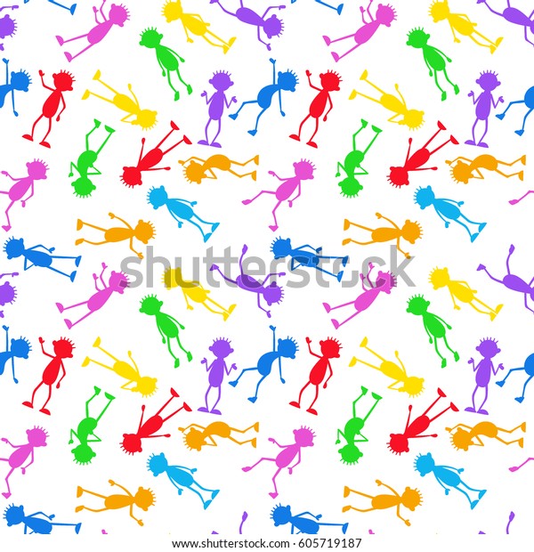 Colorful Stick Figures Pattern Rainbow Humans Stock Vector (Royalty ...