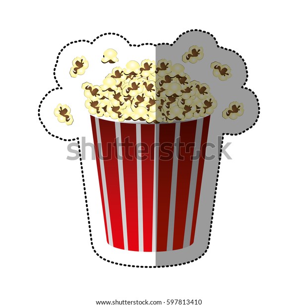 Colorful Sticker Popcorn Container Vector Illustration Stock Vector ...