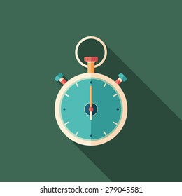 Colorful Stopwatch Flat Square Icon Long Stock Vector (Royalty Free ...
