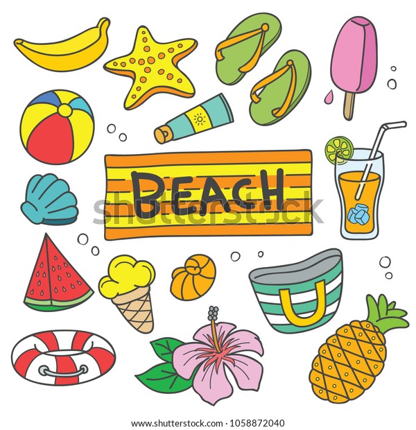 Colorful Summer Cartoon Illustration Vector Illustration Stock Vector ...