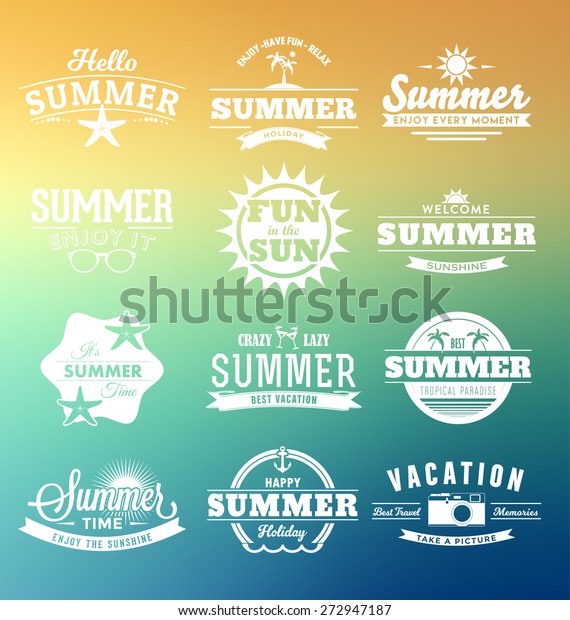 Colorful Summer Typography Design Collection Set Stock Vector (Royalty ...