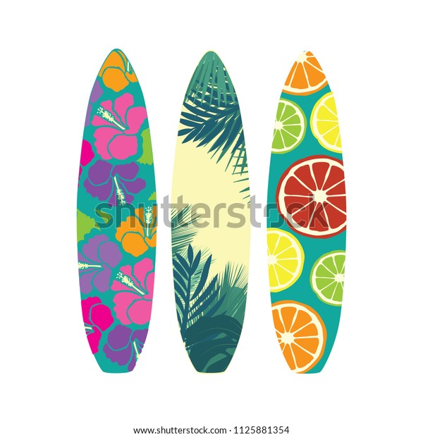 Colorful Surf Boards Set Logo Elements Stock Vector (Royalty Free ...