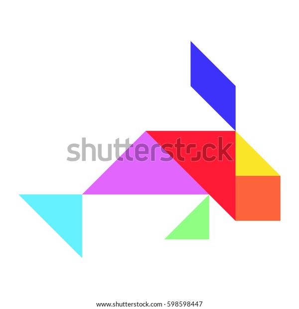 Colorful Tangram Fish Shape On White Stock Vector (Royalty Free) 598598447