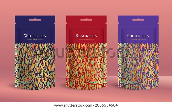 Colorful Tea Packaging Design Zip Pouch Stock Vector (Royalty Free ...