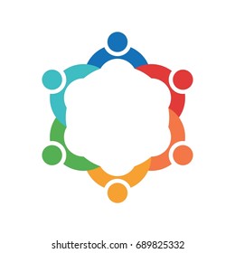 Teamwork People Group 5 Persons Logo Stock Vector (Royalty Free) 385867216