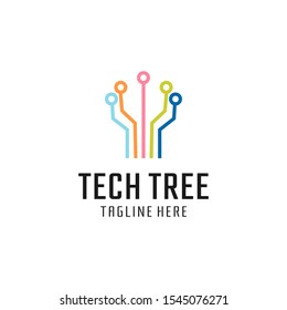 Colorful Tech Tree Logo Design Vector Stock Vector (Royalty Free ...