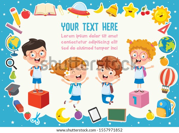 Colorful Template Cute Children Stock Vector (Royalty Free) 1557971852 ...