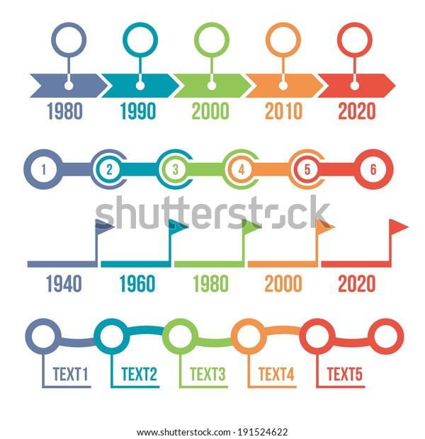 Colorful Timeline Infographic Set Stock Vector (Royalty Free) 191524622 ...