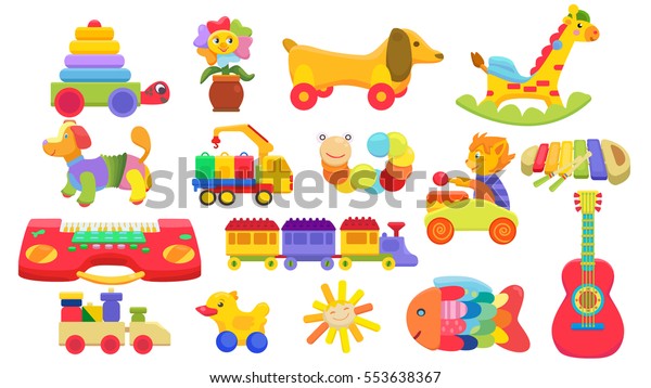 Colorful Toys Children Set Vector Illustrations Stock Vector (Royalty ...