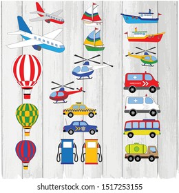 Colorful Transportation Vector Bundle Collection Stock Vector (Royalty ...