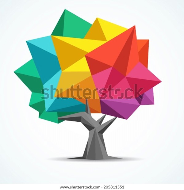 Árbol colorido. Diseño de polígono geométrico: vector de stock (libre de regalías) 205811551 ...