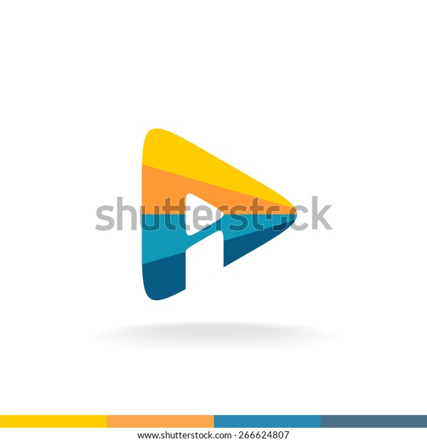 Colorful triangle play button with letter I inside forming letter A ...