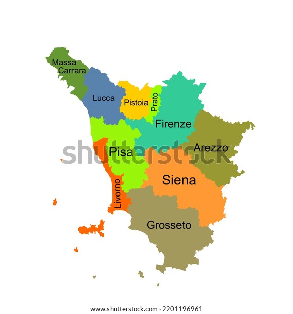 Colorful Tuscany Map Vector Silhouette Illustration Stock Vector ...