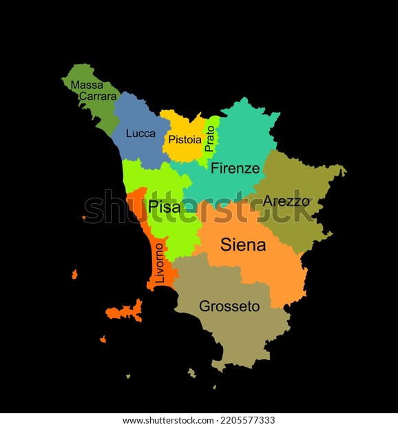 Colorful Tuscany Map Vector Silhouette Illustration Stock Vector ...