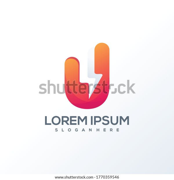 Colorful U Lightning Logo Ready Use Stock Vector (Royalty Free ...