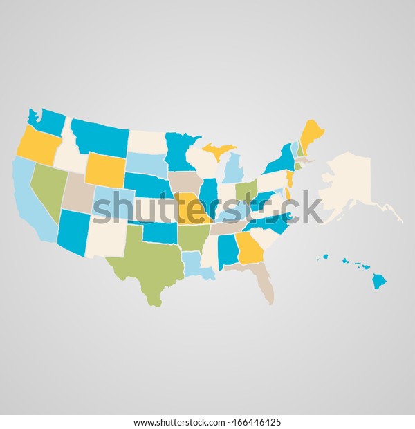Colorful Usa Map Stock Vector (Royalty Free) 466446425