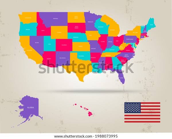 Colorful Usa Map States Vector Illustration Stock Vector (Royalty Free ...