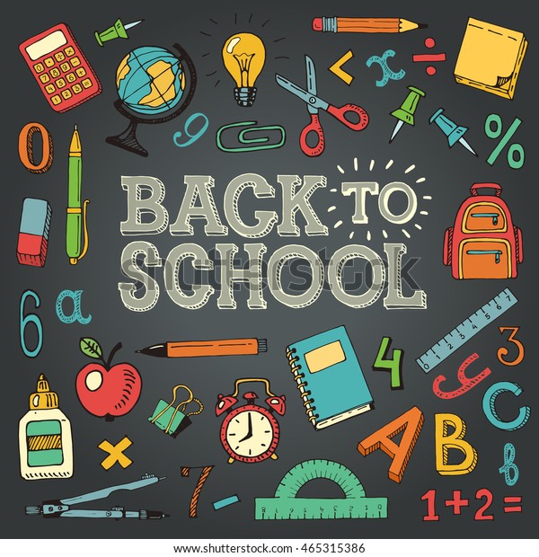 Colorful Vector Background Hand Drawn School Stock Vector (Royalty Free ...
