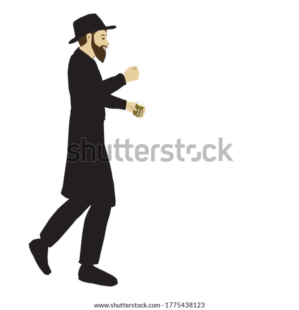 Colorful Vector Drawing Jew Hasidic Ultraorthodox Stock Vector (Royalty ...