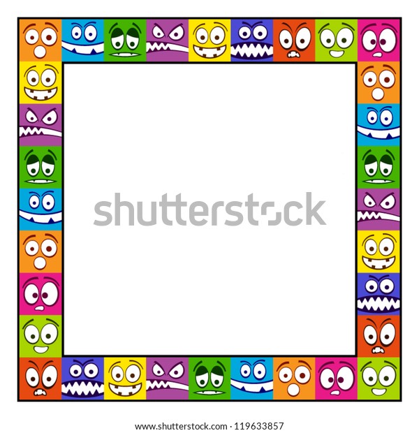 Colorful Vector Frame Made Smiley Faces: Stock-Vektorgrafik (Lizenzfrei ...