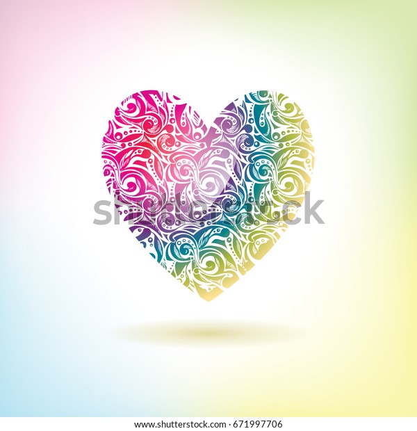 Colorful Vector Heart Illustration Handdrawn Heart Stock Vector ...