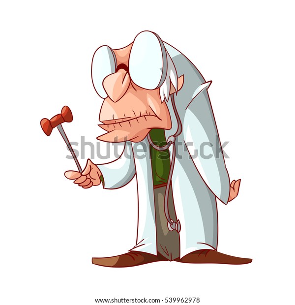 Colorful vector illustration of a cartoon crazy doctor