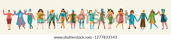 Colorful Vector Illustration Concept Happy Women Stock Vector (Royalty ...