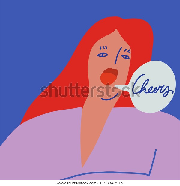 Colorful Vector Illustration Girl Red Hair Stock Vector Royalty Free