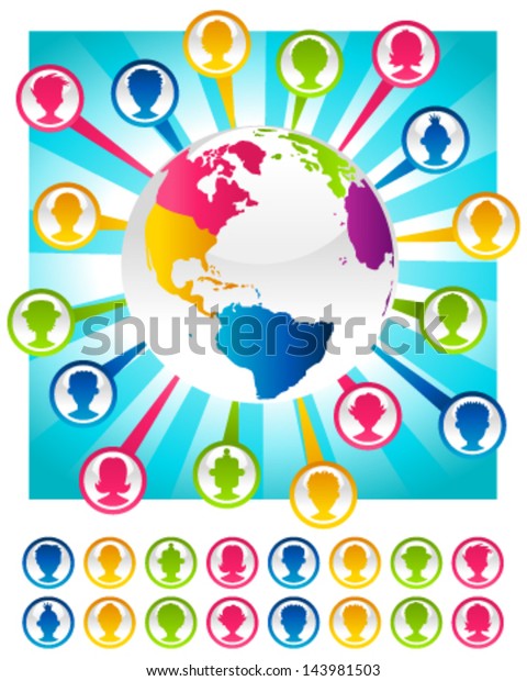 Colorful Vector Illustration Planet Earth People Stock Vector (Royalty ...