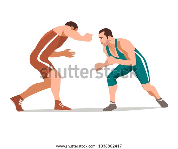 Colorful Vector Illustration Two Fighters On 库存矢量图（免版税）1038802417 ...