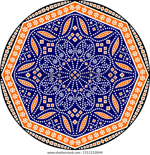 Vetor stock de Colorful Vector Indian Chunri Round Black (livre de ...