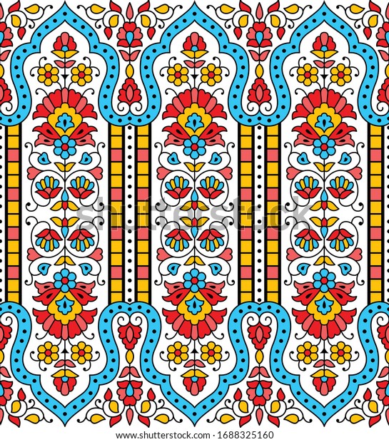 Colorful Vector Kalamkari Indian Pattern Design Stock Vector (Royalty ...
