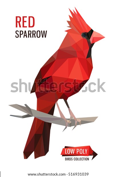 Colorful Vector Low Poly Red Sparrow Stock Vector (Royalty Free) 516931039